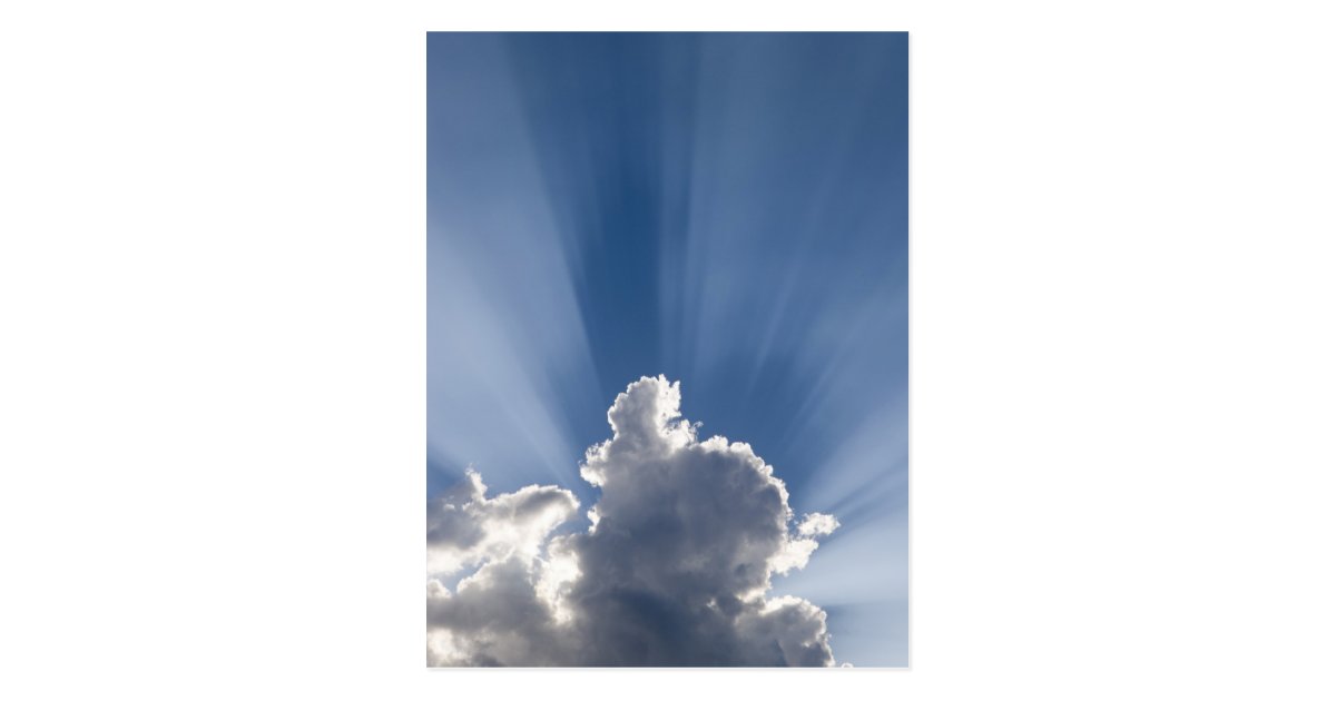 Crepuscular or God's rays streak past cloud. Postcard | Zazzle.com