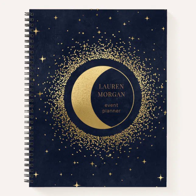 crescent gold moon monogram Notebook | Zazzle