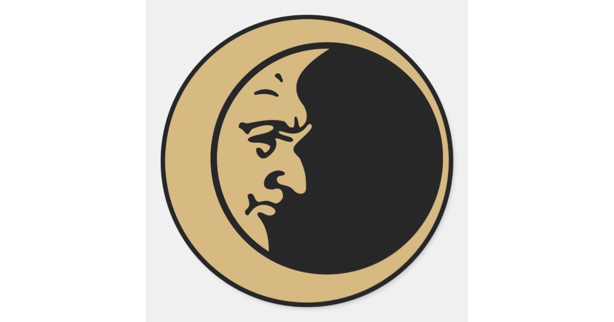 Crescent Moon Face Classic Round Sticker | Zazzle