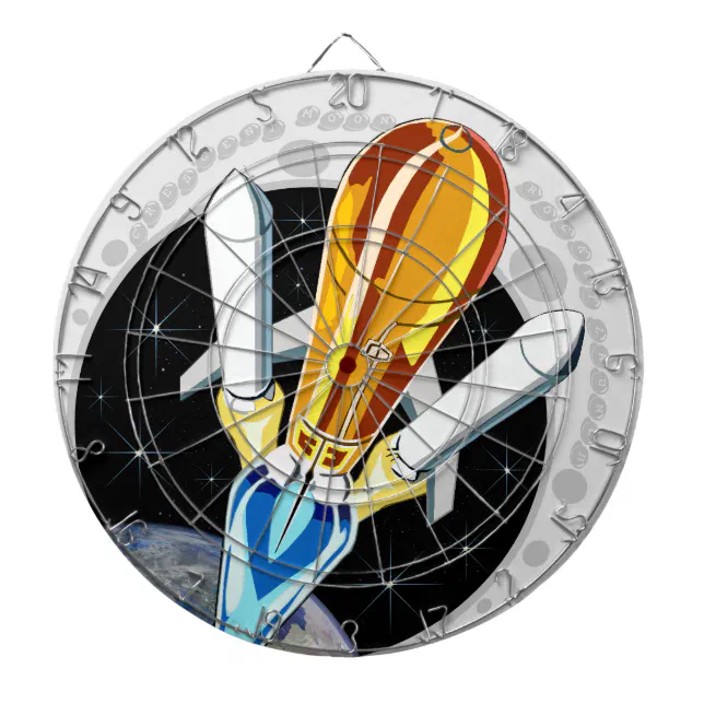 Crescent Moon Rocket Launch "Heavy Lift" Dartboard | Zazzle