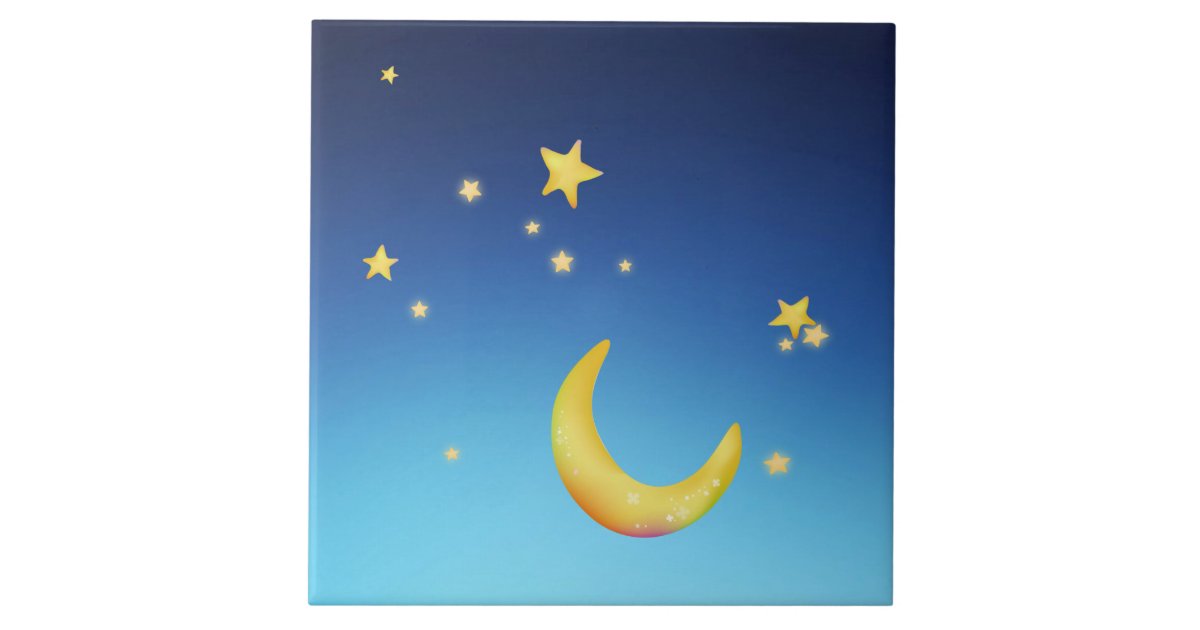 Crescent moon stars ceramic tile | Zazzle