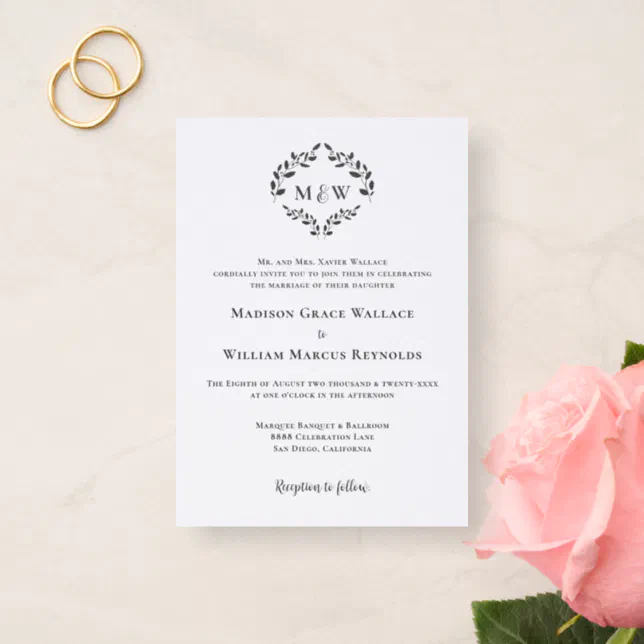 Crest Monogram Elegant Wedding Letterpress Photo Cards | Zazzle