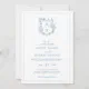 Crest Vibrant Blue Monogram QR Code Wedding Invitation | Zazzle