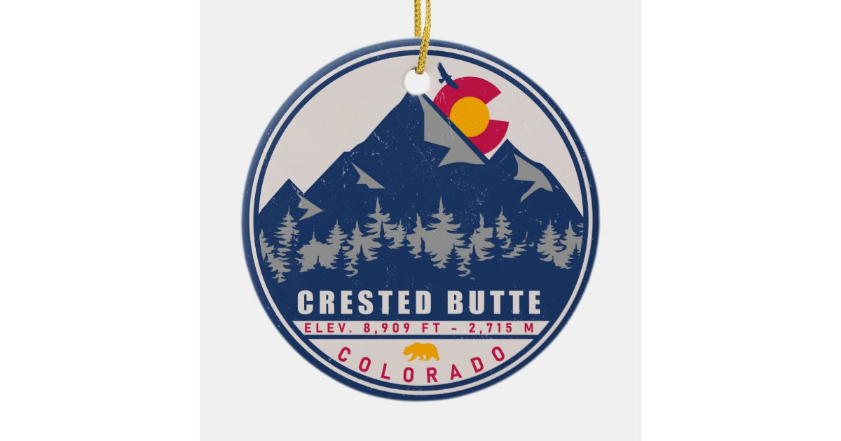 Crested Butte Colorado Retro Sunset Souvenirs Ceramic Ornament | Zazzle