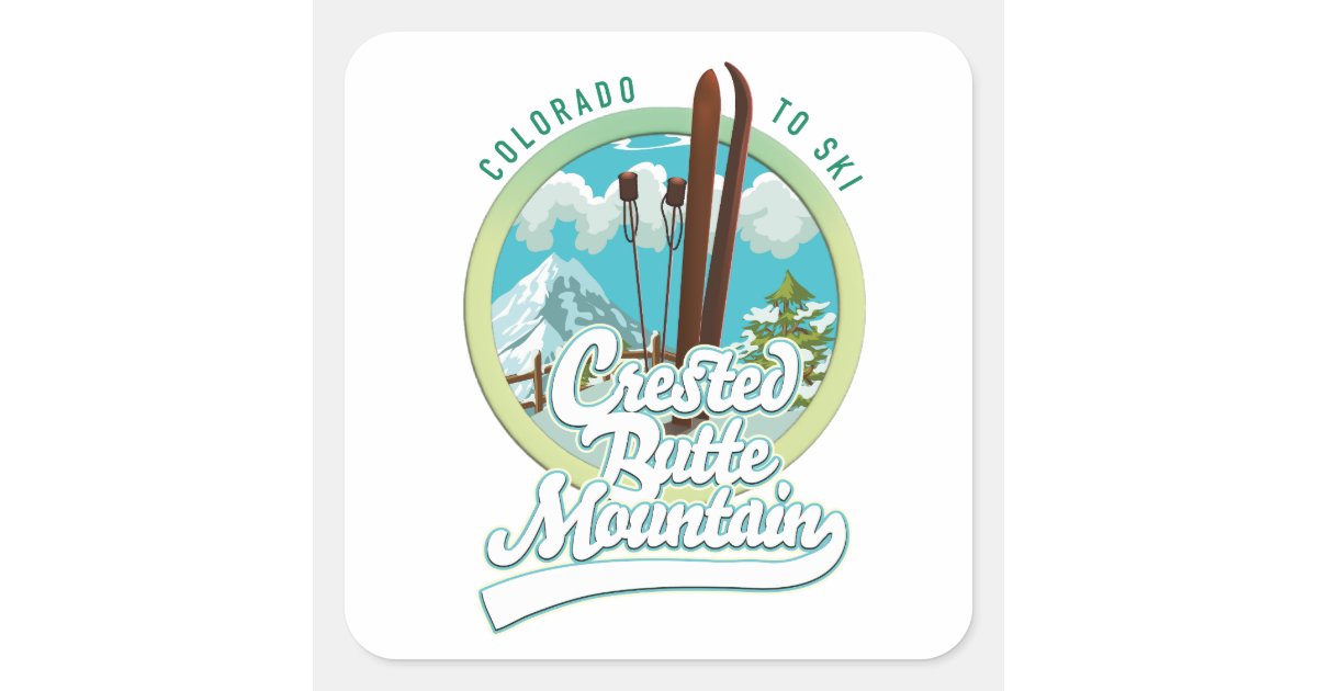 Crested Butte Mountain Colorado Ski logo Button Square Sticker | Zazzle