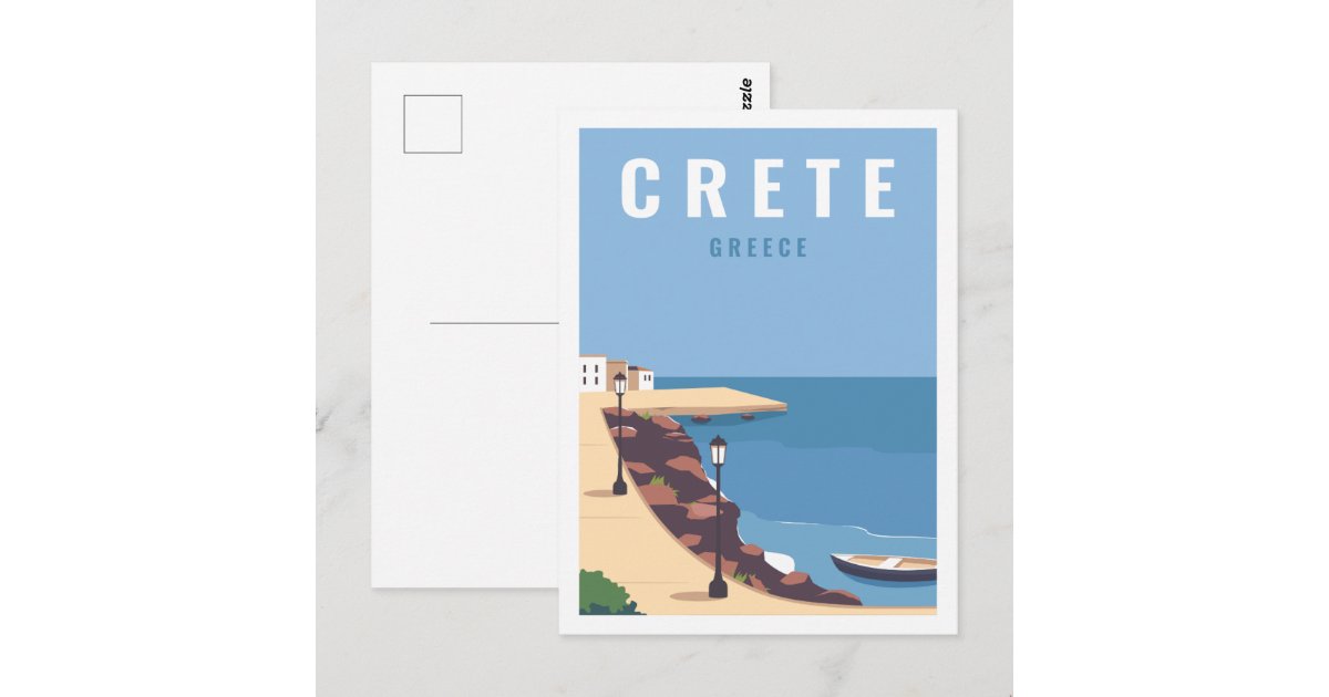 Crete Greece Famous Travel Place Illustration Postcard | Zazzle