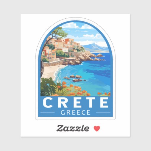 Crete Greece Travel Art Vintage Sticker | Zazzle