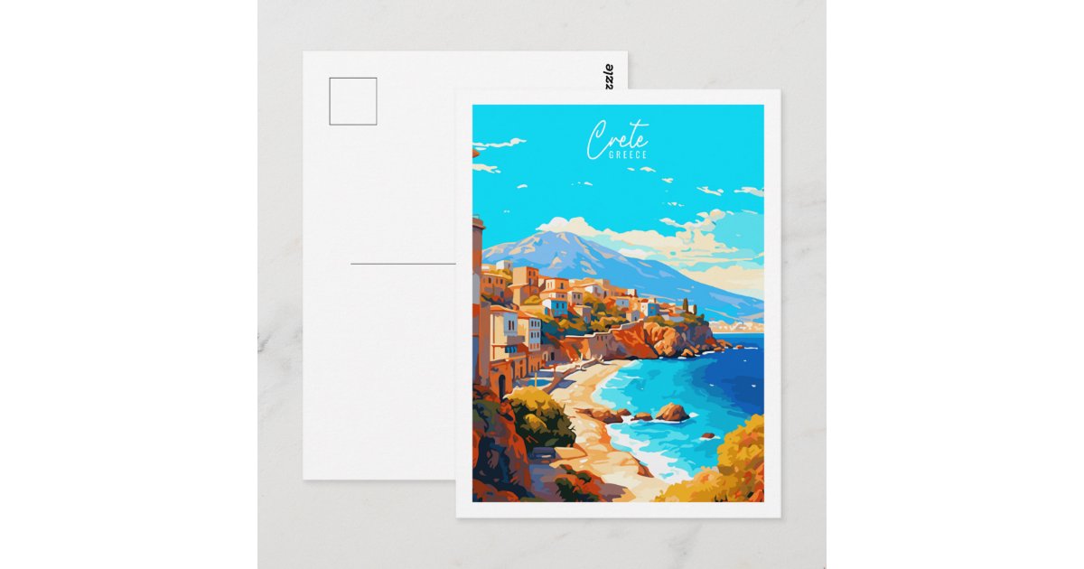 Crete Greece vintage travel place illustration Postcard | Zazzle