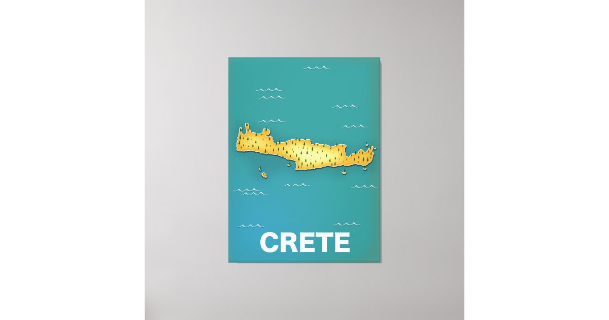 Crete map travel poster canvas print | Zazzle