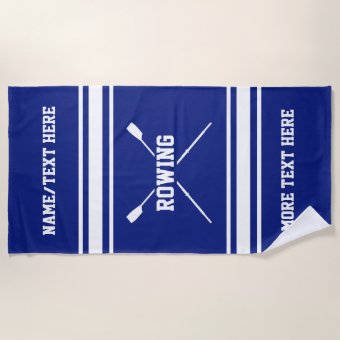 Crew Rower Name Rowing Club Name Custom Color Beach Towel | Zazzle
