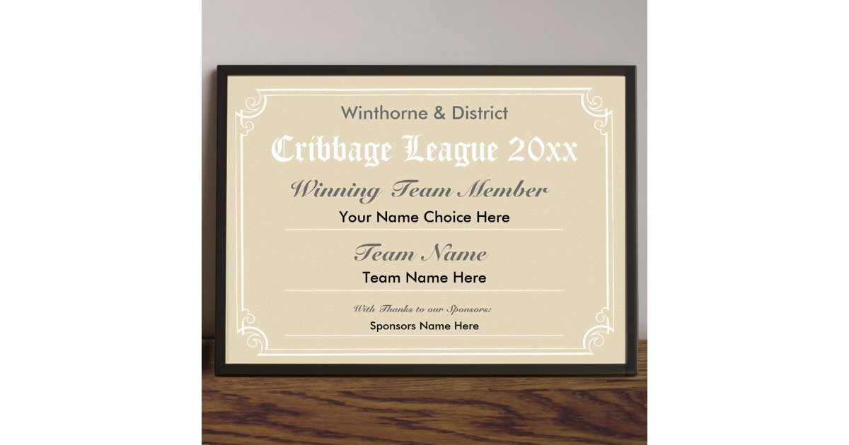 Cribbage Competition Certificate Poster | Zazzle