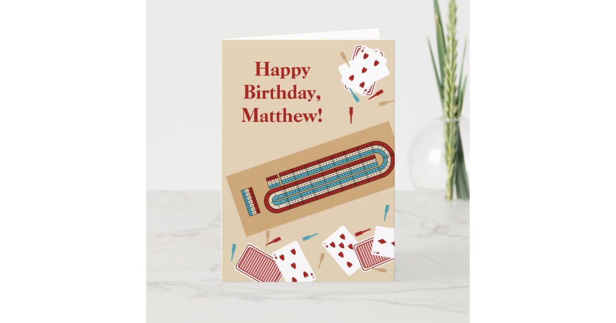 Cribbage Game Themed Custom Message Birthday Card | Zazzle
