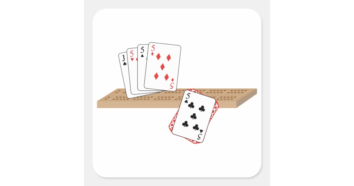 Cribbage Hand Square Sticker | Zazzle