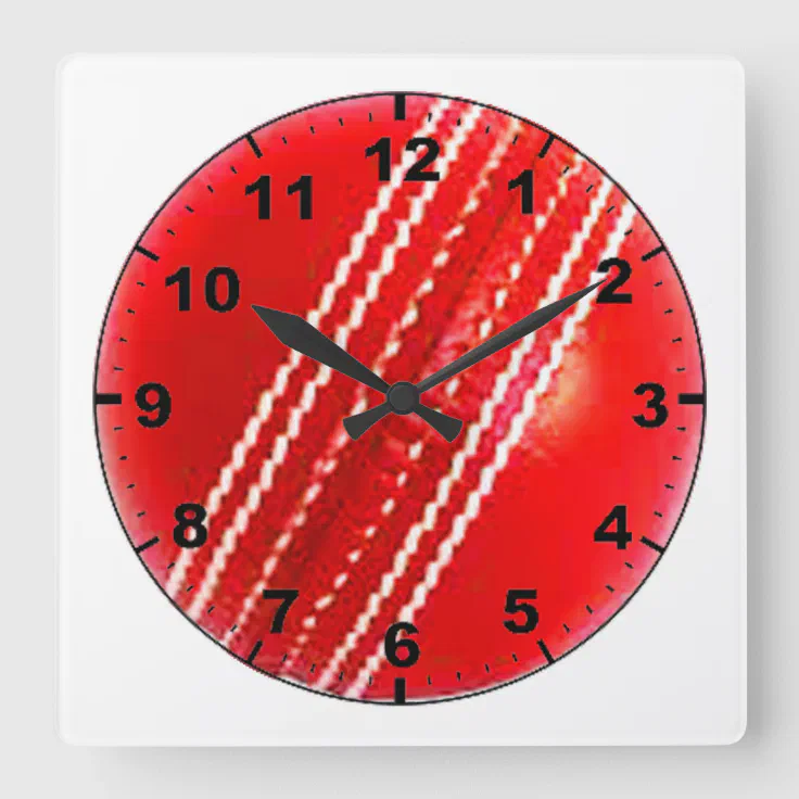"Cricket Ball" design wall clocks | Zazzle