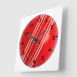 "Cricket Ball" design wall clocks | Zazzle