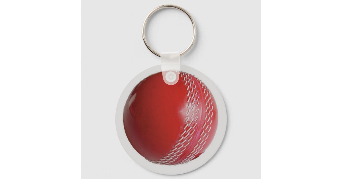 Cricket Ball Red Customize With Your Name Keychain | Zazzle