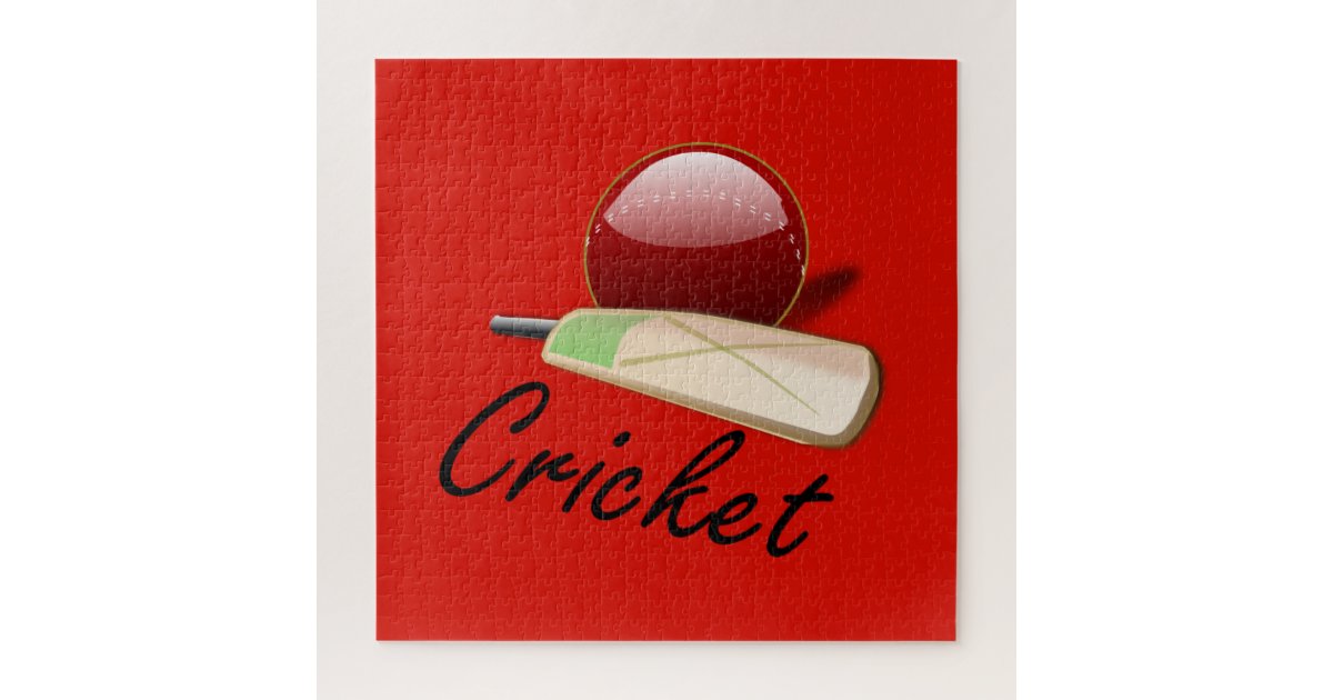 Cricket bat and ball, labeled, jigsaw puzzle | Zazzle