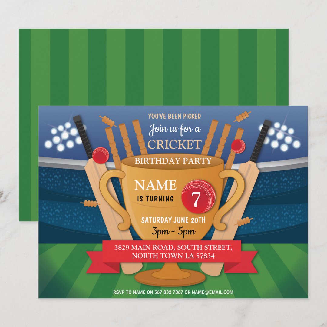 Cricket Birthday Party Sports Winner Cup Invite | Zazzle