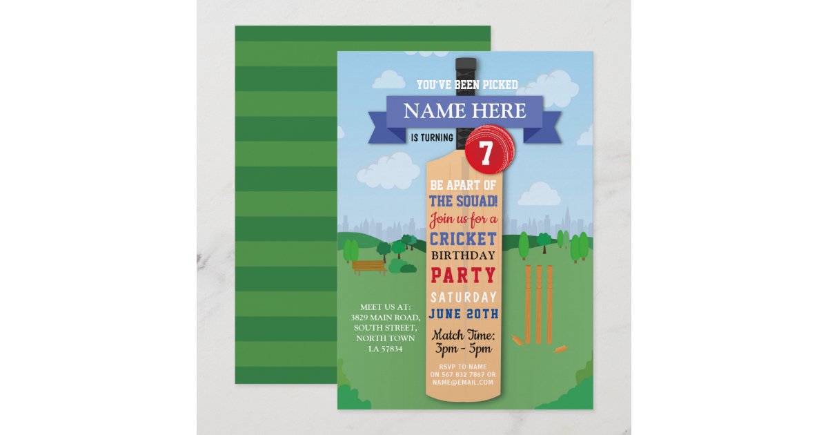 Cricket Birthday Party Sports Winner Match Invitation | Zazzle