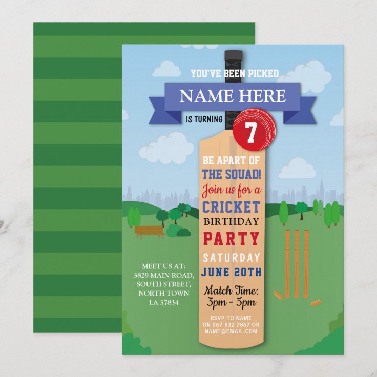 Cricket Birthday Party Sports Winner Match Invitation | Zazzle