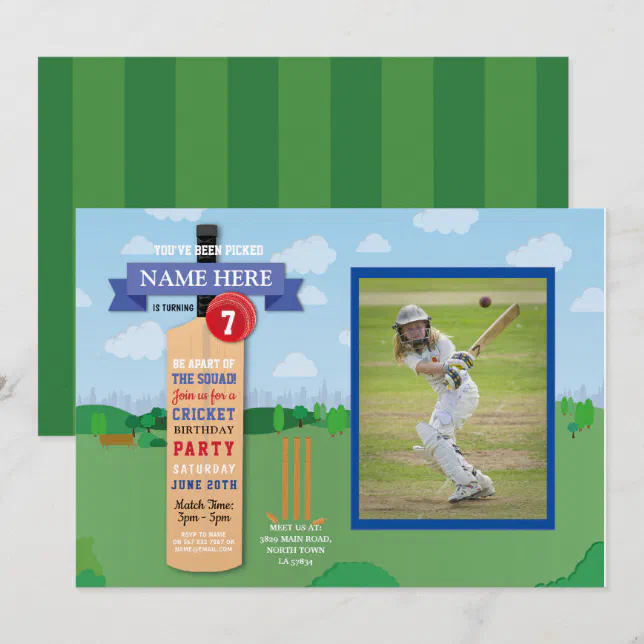 Cricket Birthday Party Sports Winner Match Photo Invitation | Zazzle