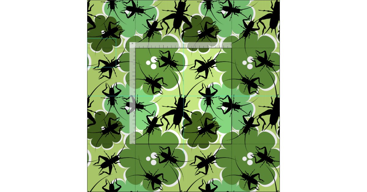 Cricket Floral Pattern Green + Black Fabric | Zazzle