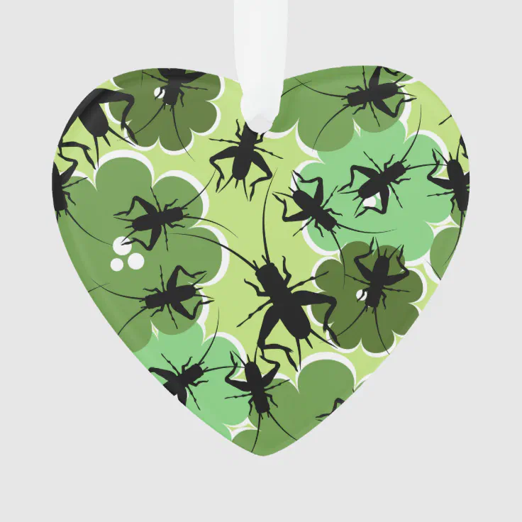 Cricket Floral Pattern Green + Black Ornament | Zazzle
