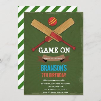 Cricket party theme invitation | Zazzle