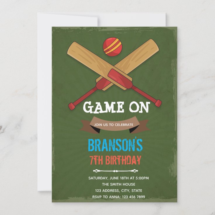 Cricket party theme invitation | Zazzle