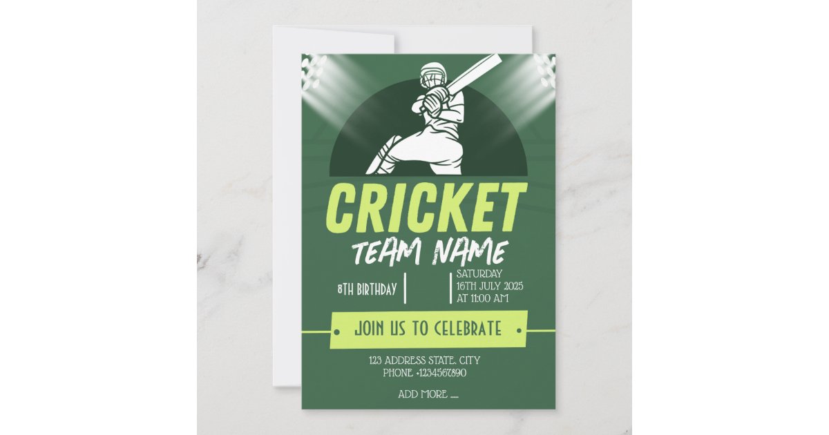 Cricket party theme invitation Card | Zazzle