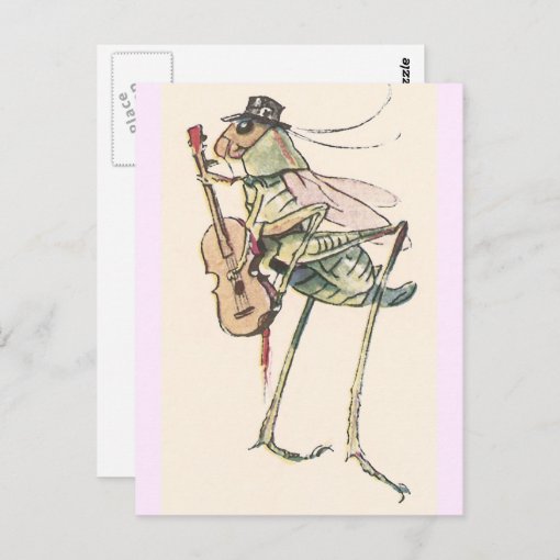 Cricket Playing the Fiddle Postcard | Zazzle