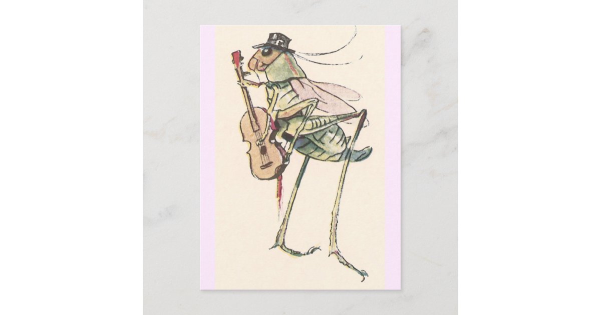 Cricket Playing the Fiddle Postcard | Zazzle