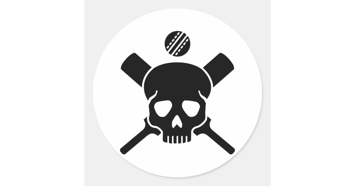 Cricket skull classic round sticker | Zazzle