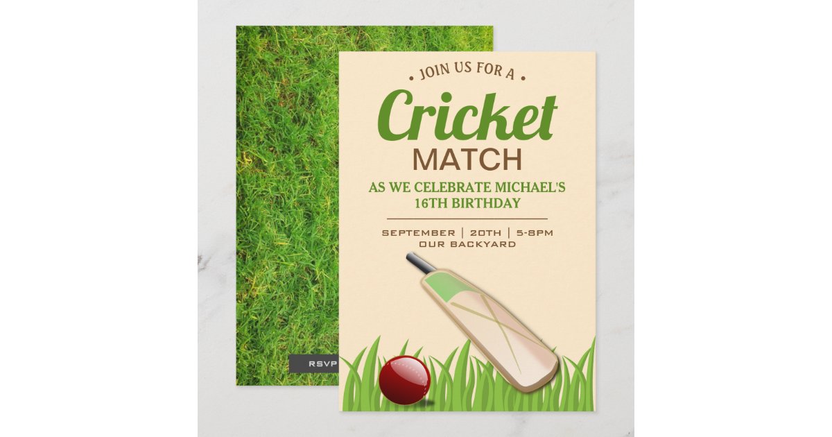 Cricket Sport Birthday Party invitation | Zazzle