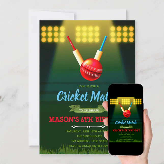 Cricket theme party invitation | Zazzle
