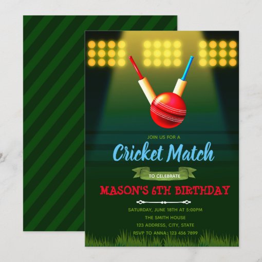 Cricket theme party invitation | Zazzle