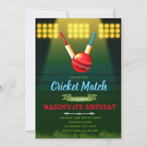 Cricket theme party invitation | Zazzle