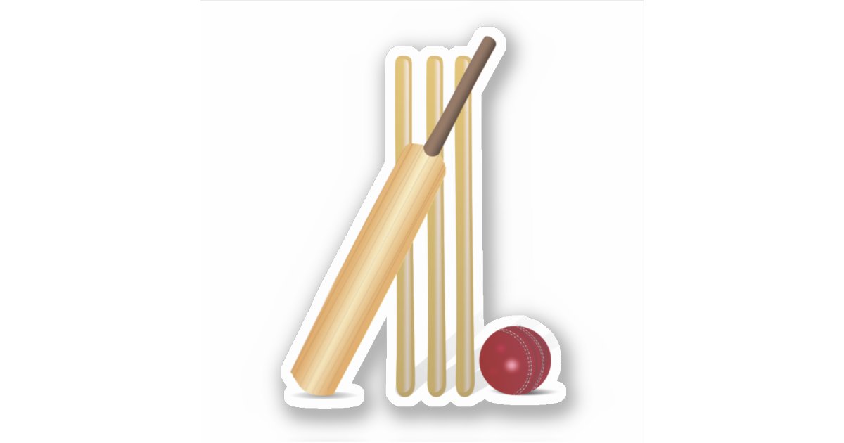 Cricket, wicket and ball sticker | Zazzle