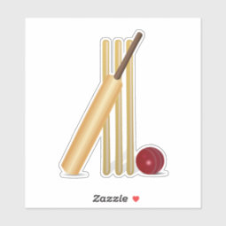 Cricket, wicket and ball sticker | Zazzle