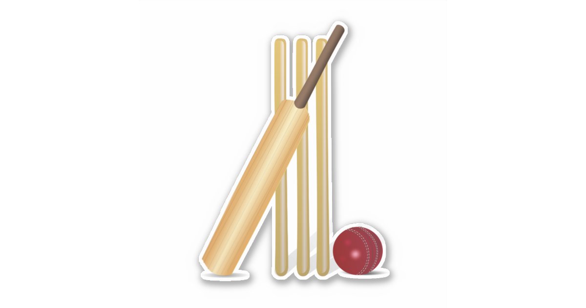 Cricket, wicket and ball sticker | Zazzle
