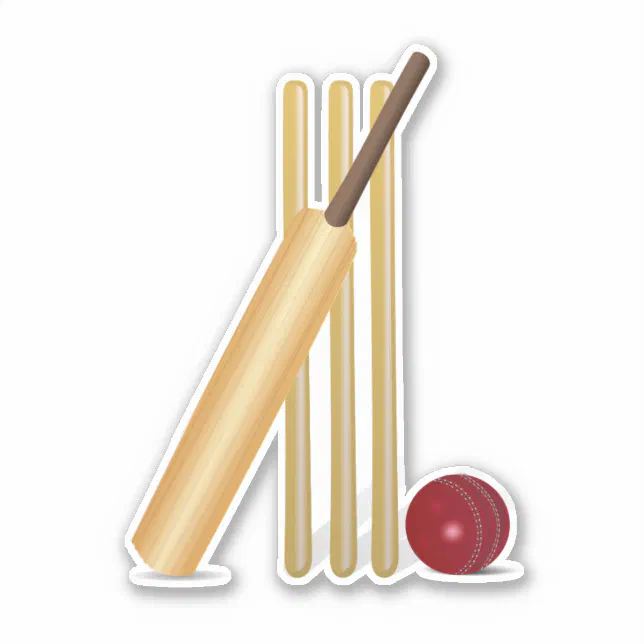 Cricket, wicket and ball sticker | Zazzle