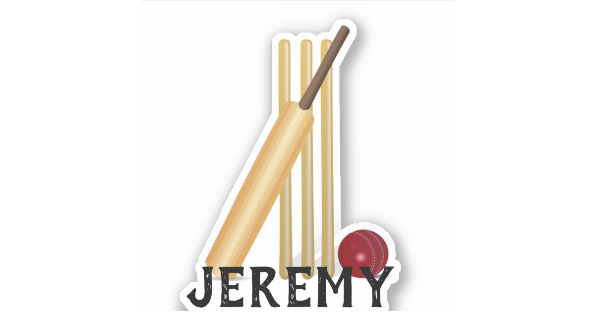 Cricket, wicket and ball template, customize stick sticker | Zazzle