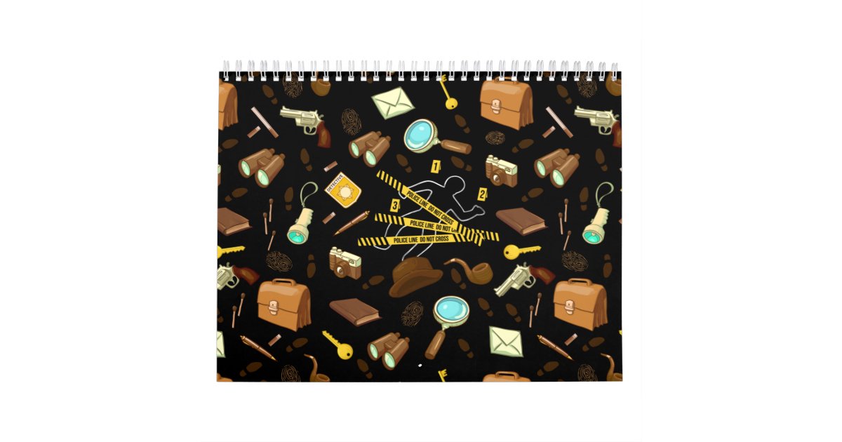 Crime Novel Detective Icons Patterns Calendar | Zazzle