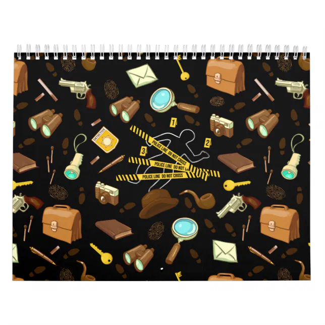 Crime Novel Detective Icons Patterns Calendar | Zazzle