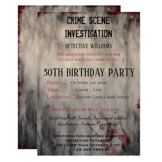 Crime Scene Investigation 30th Birthday Party Invitation | Zazzle.com