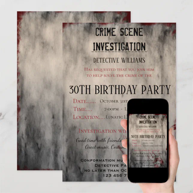 Crime Scene Investigation 30th Birthday Party Invitation | Zazzle