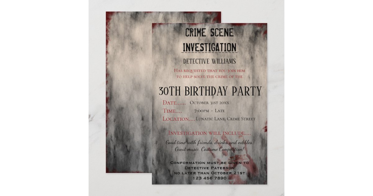 Crime Scene Investigation 30th Birthday Party Invitation | Zazzle
