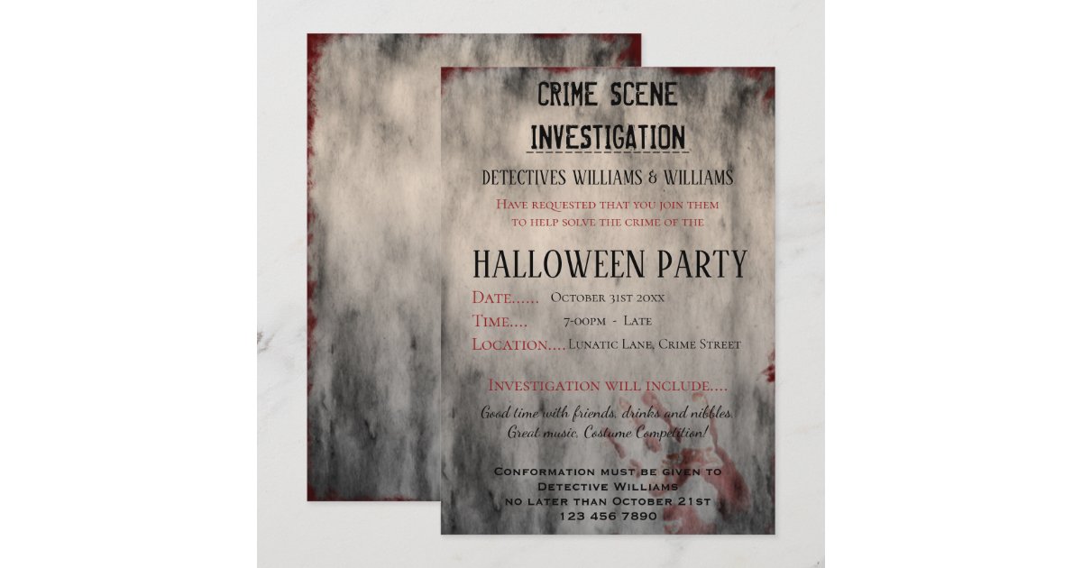 Crime Scene Investigation Halloween Party Invitation | Zazzle