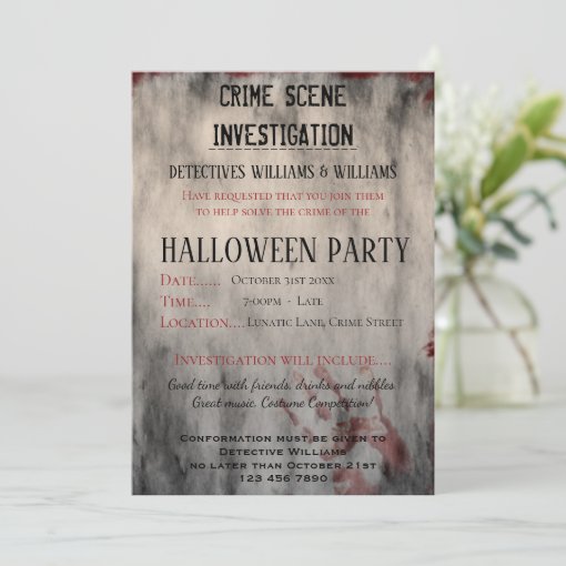 Crime Scene Investigation Halloween Party Invitation | Zazzle
