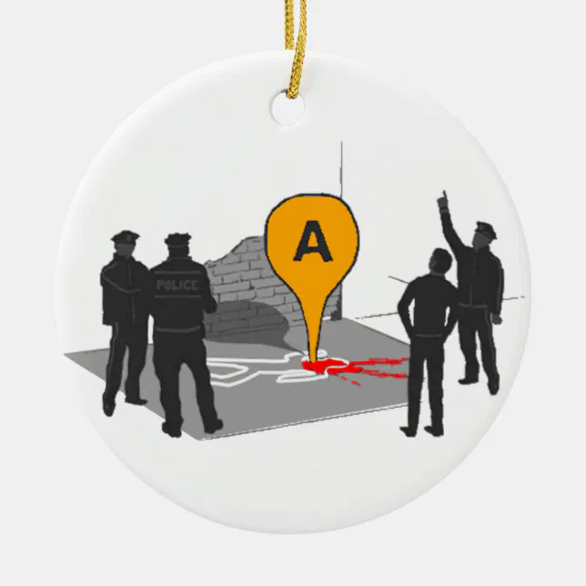 Crime Scene Map with Police and Body Outline Ceramic Ornament | Zazzle